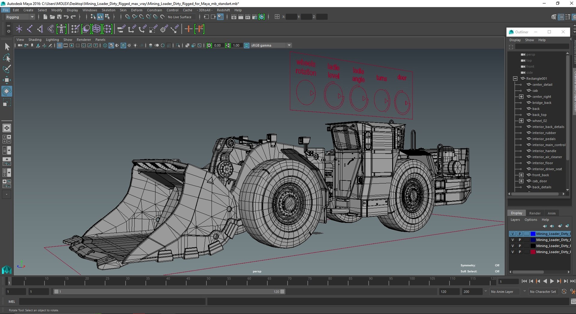 Mining Loader Dirty Rigged for Maya model - TurboSquid 2063556
