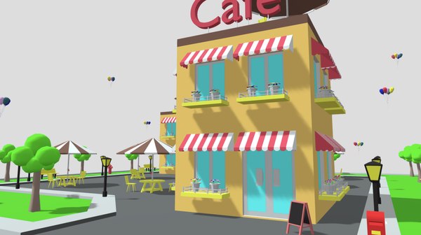 City cartoon cafe 3D model - TurboSquid 1470913