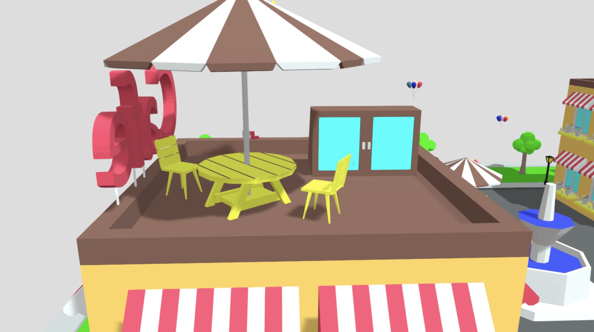 City cartoon cafe 3D model - TurboSquid 1470913