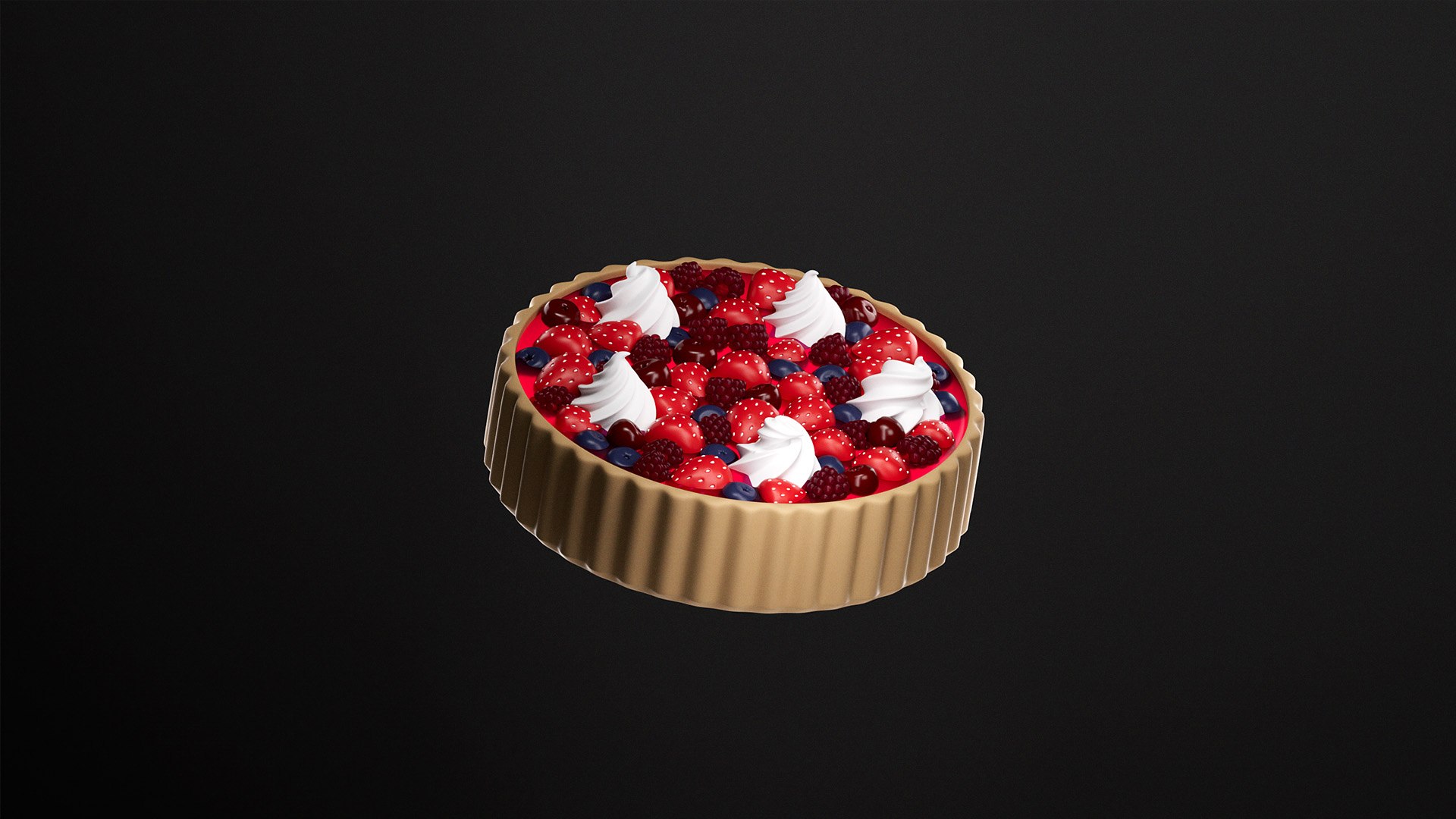 3D Berry Pie Tart Dessert - TurboSquid 2120913