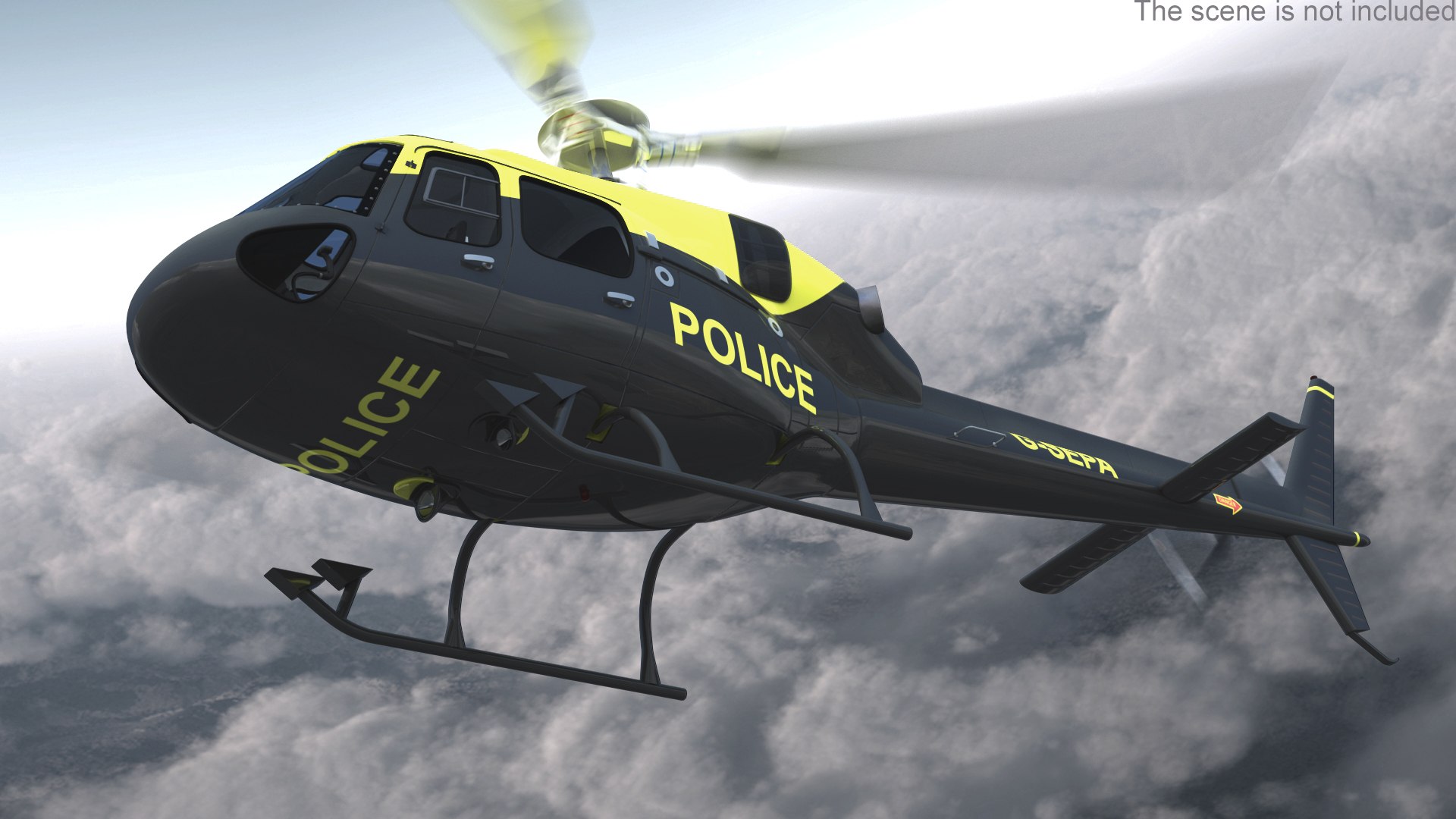 Police Helicopter Eurocopter AS 355 Rigged Model - TurboSquid 2146896