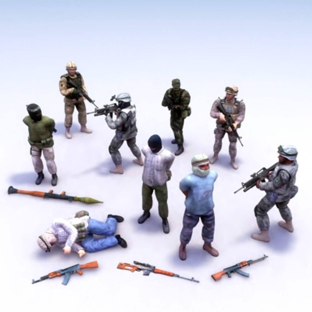 insurgent terrorist character military 3d model
