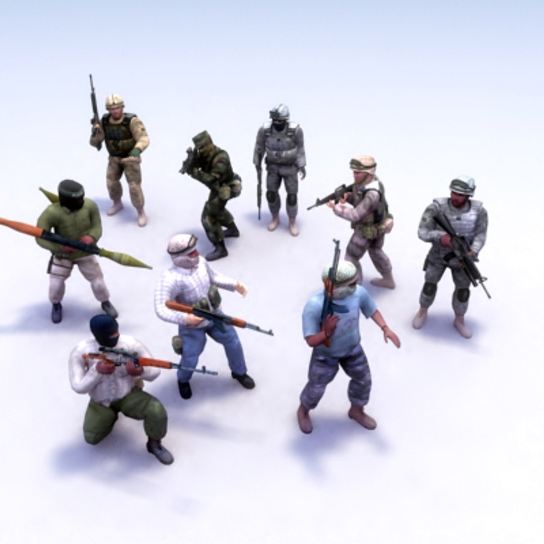 insurgent terrorist character military 3d model