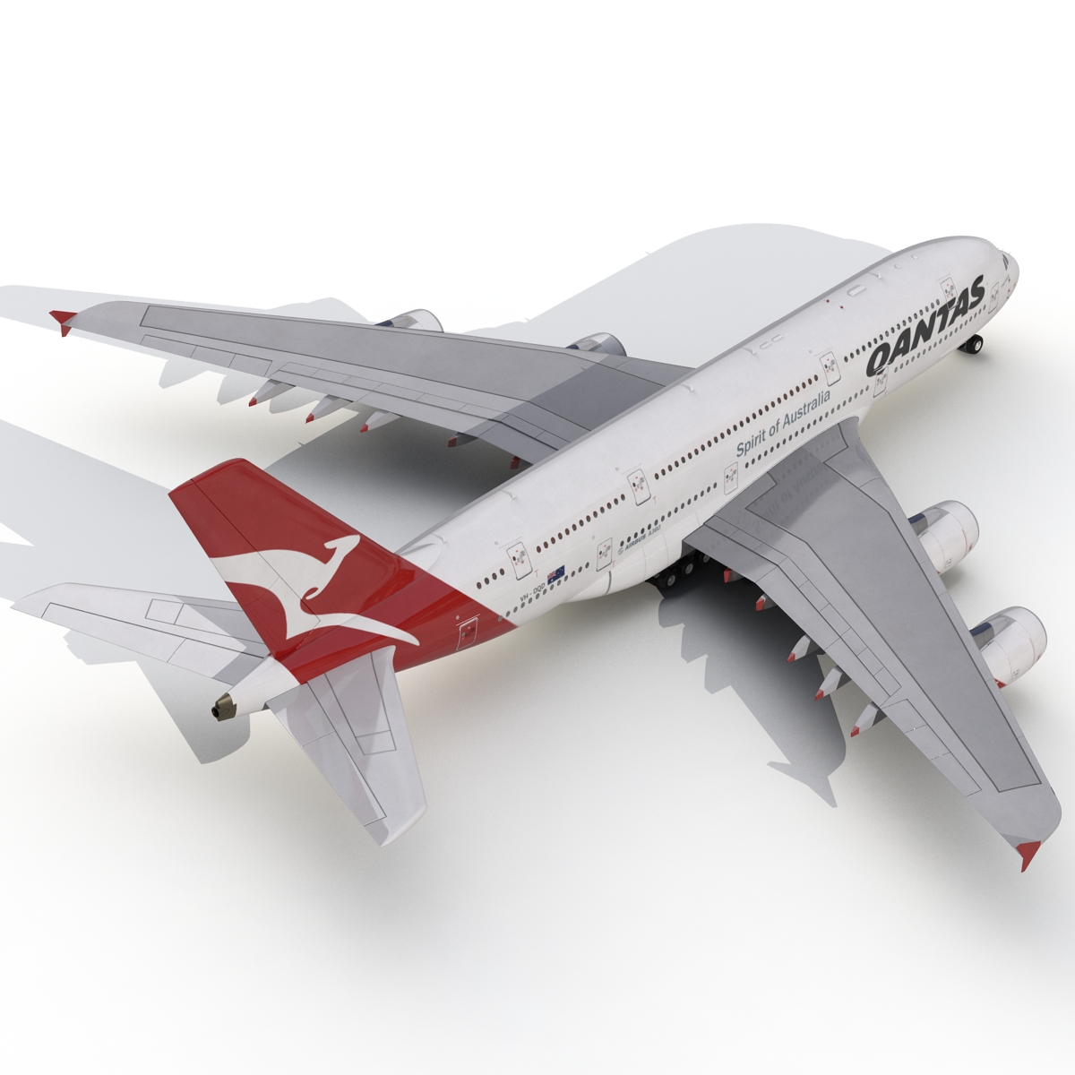 airbus a380-900 qantas rigged 3d model