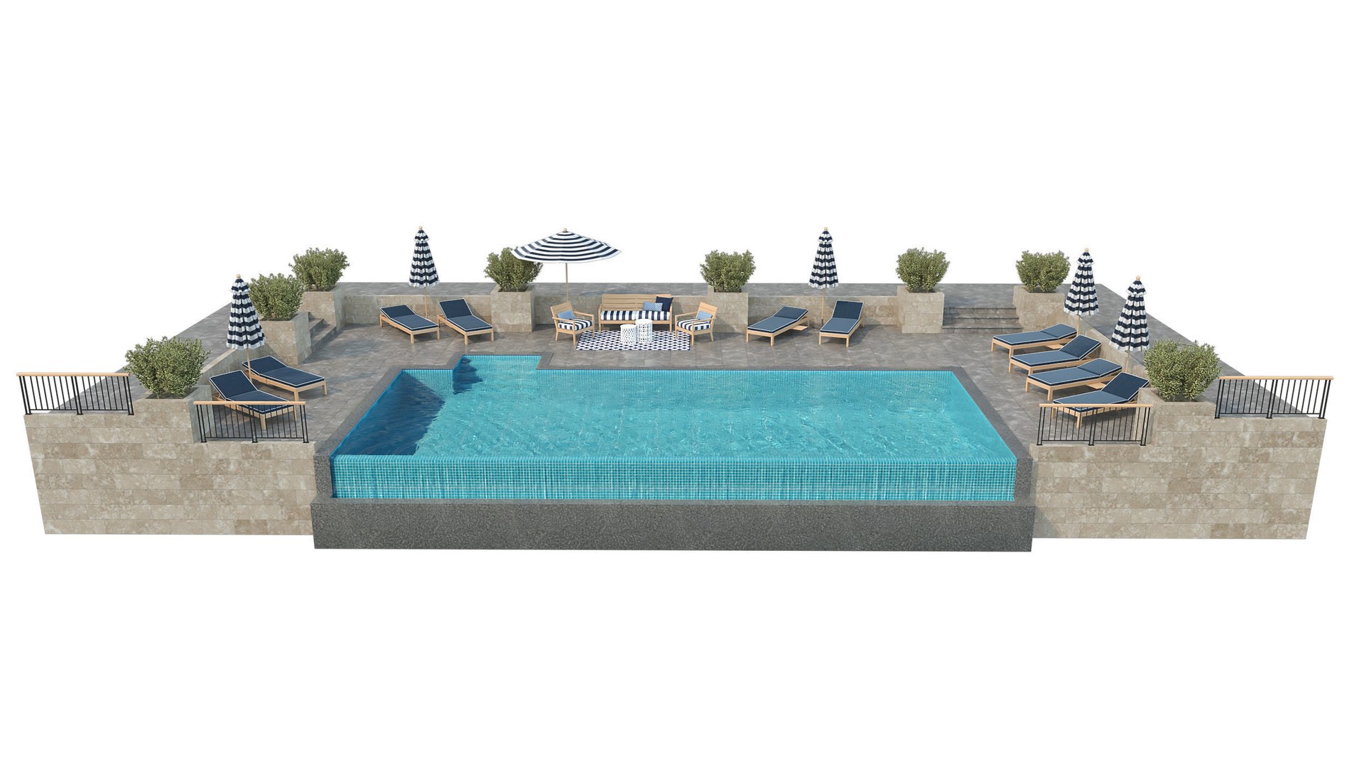 3D Infinity Swimming Pool Outdoor Furniture Model - TurboSquid 1505192