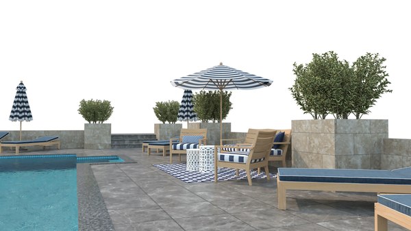 3D infinity swimming pool outdoor furniture model - TurboSquid 1505192