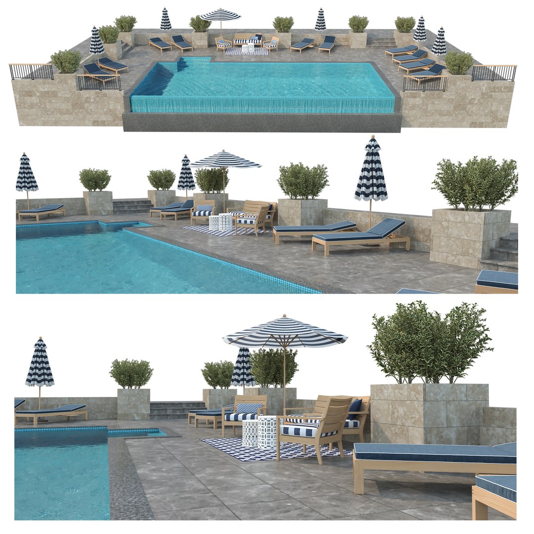 3D Infinity Swimming Pool Outdoor Furniture Model - TurboSquid 1505192