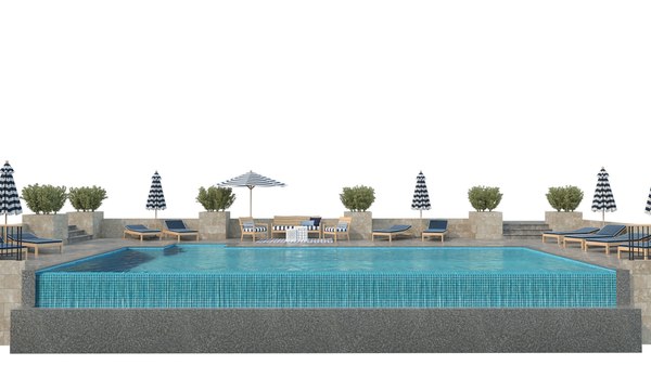 3D infinity swimming pool outdoor furniture model - TurboSquid 1505192