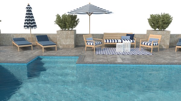 3D infinity swimming pool outdoor furniture model - TurboSquid 1505192