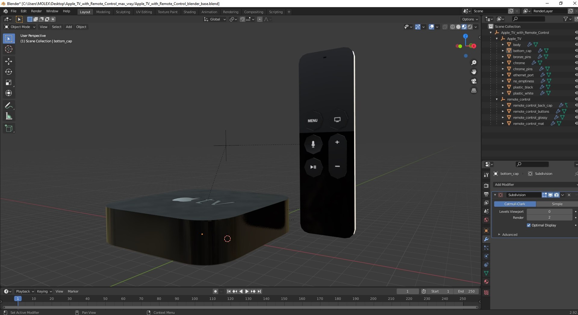 Apple TV With Remote Control 3D Model - TurboSquid 2203531