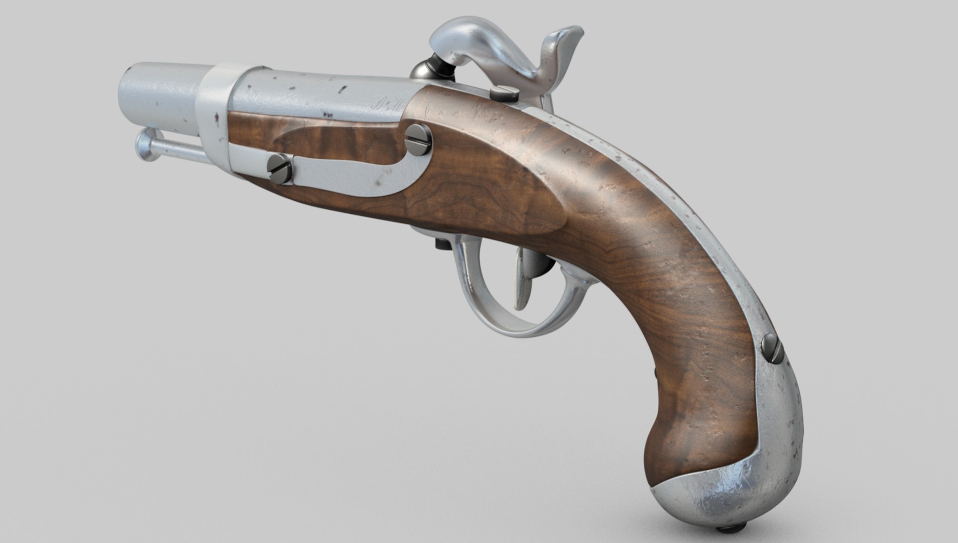 Realistic Percussion Cap Pistol Gun 3d Obj
