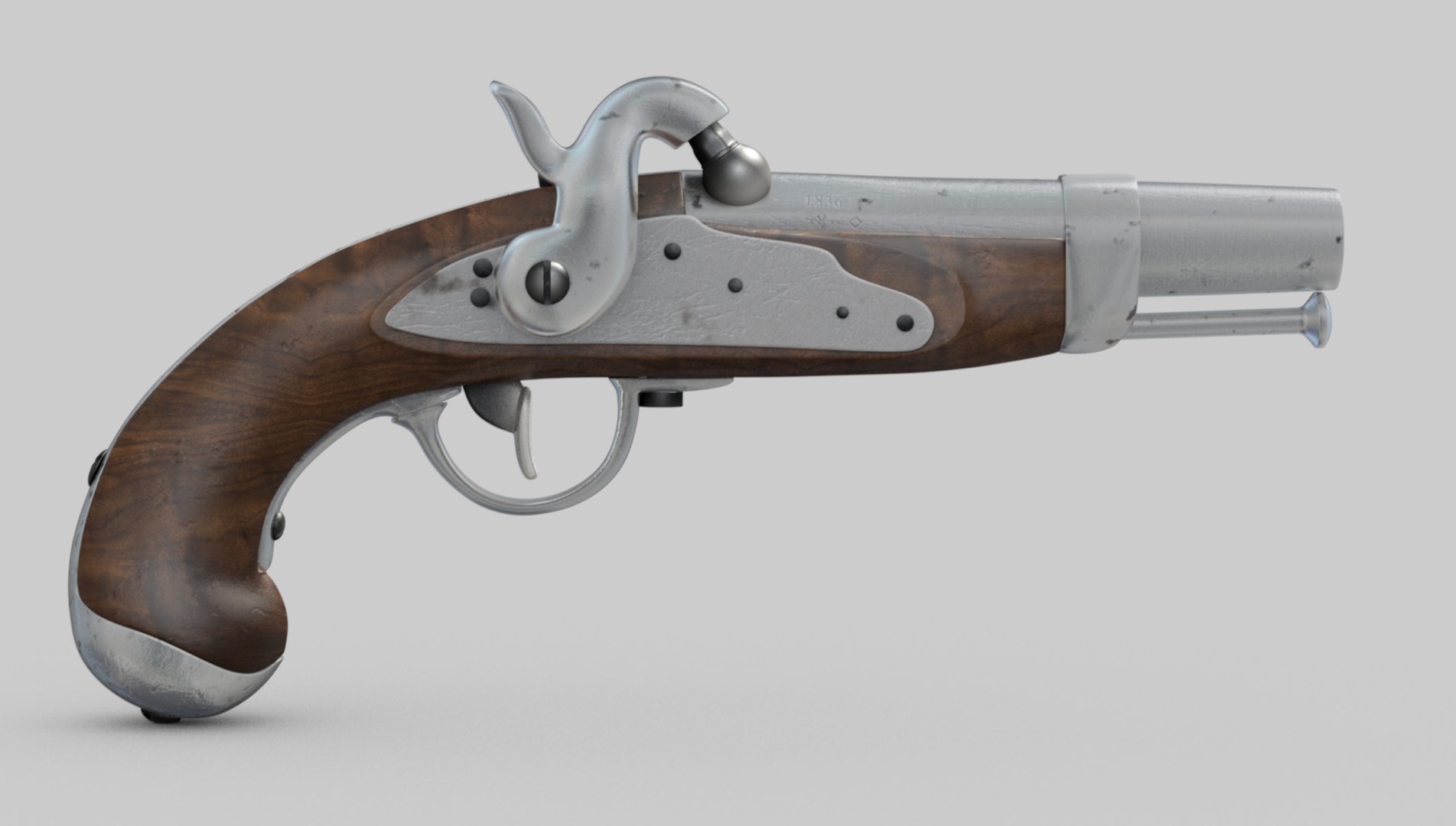 Realistic Percussion Cap Pistol Gun 3d Obj