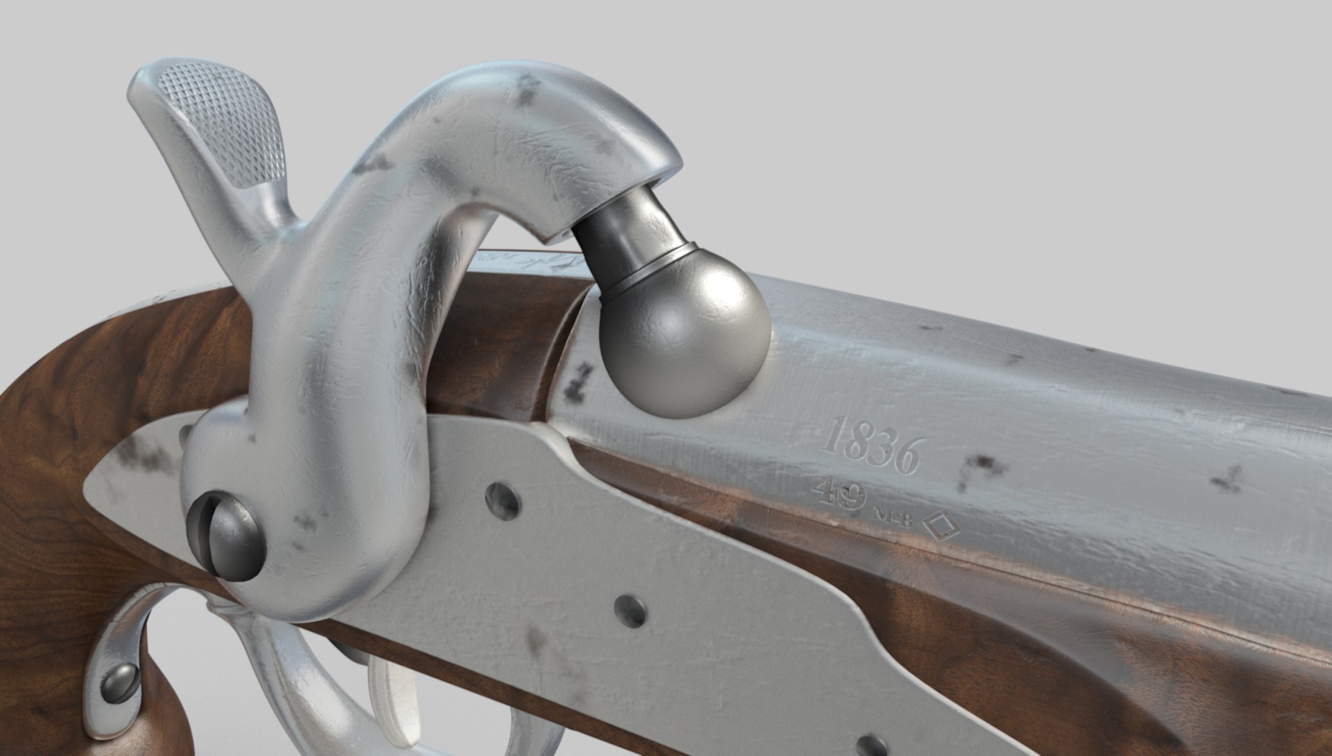 Realistic Percussion Cap Pistol Gun 3d Obj