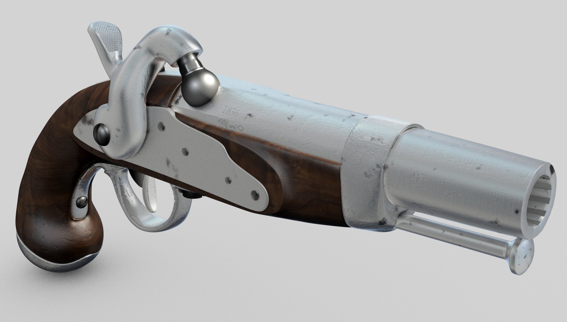 Realistic Percussion Cap Pistol Gun 3d Obj