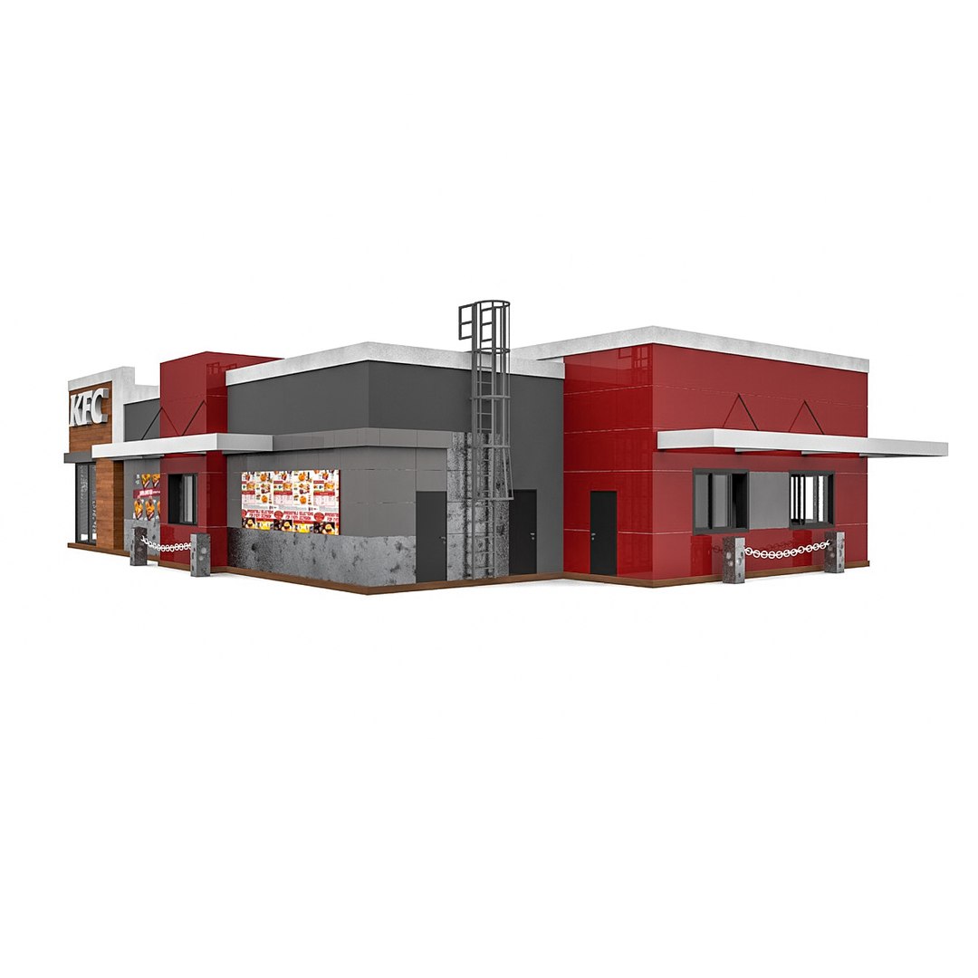 Kfc Fast Food Restaurant 3d Model