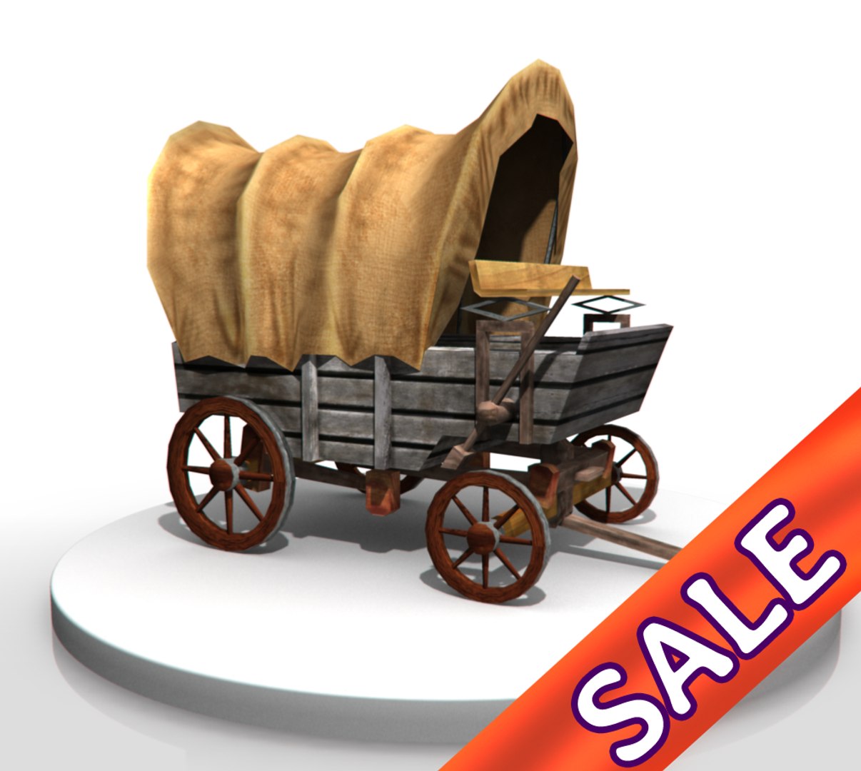 Wild West Covered Wagon 3d Obj