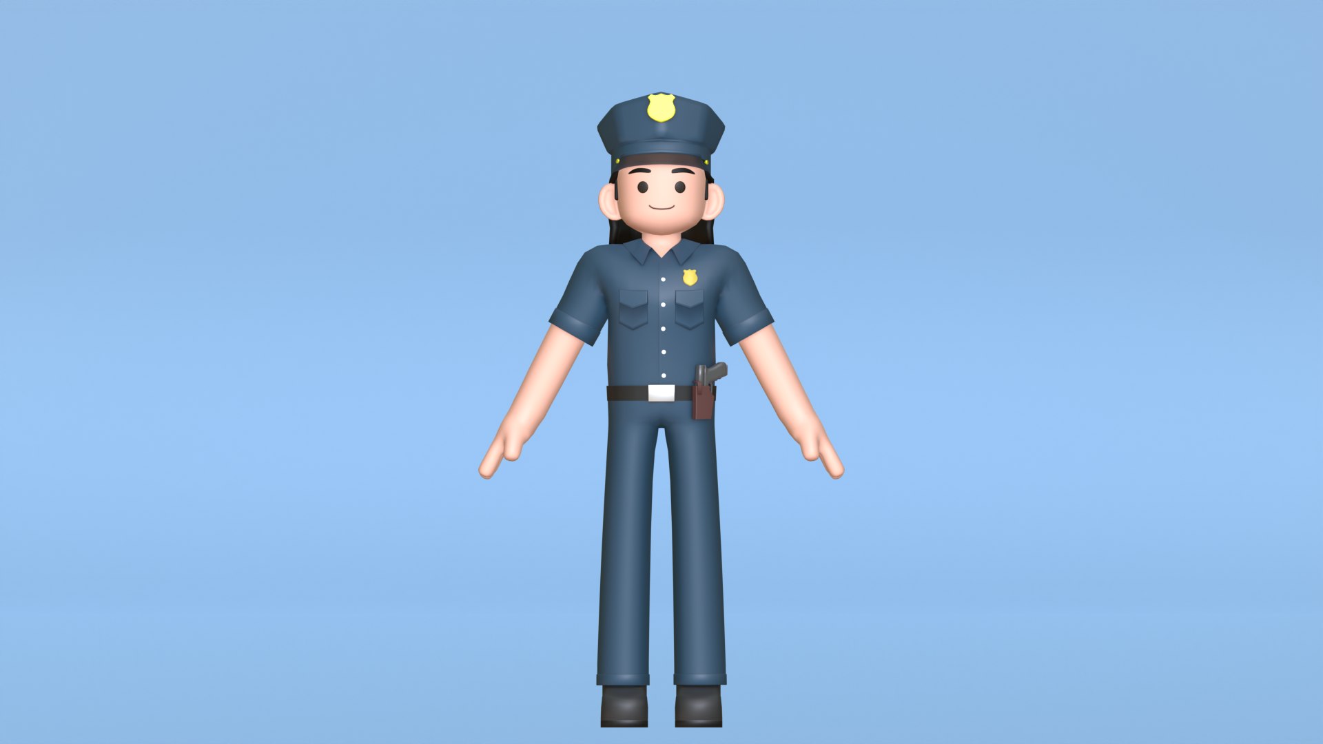 3D Minimal Female Police Cartoon Character - TurboSquid 2173848