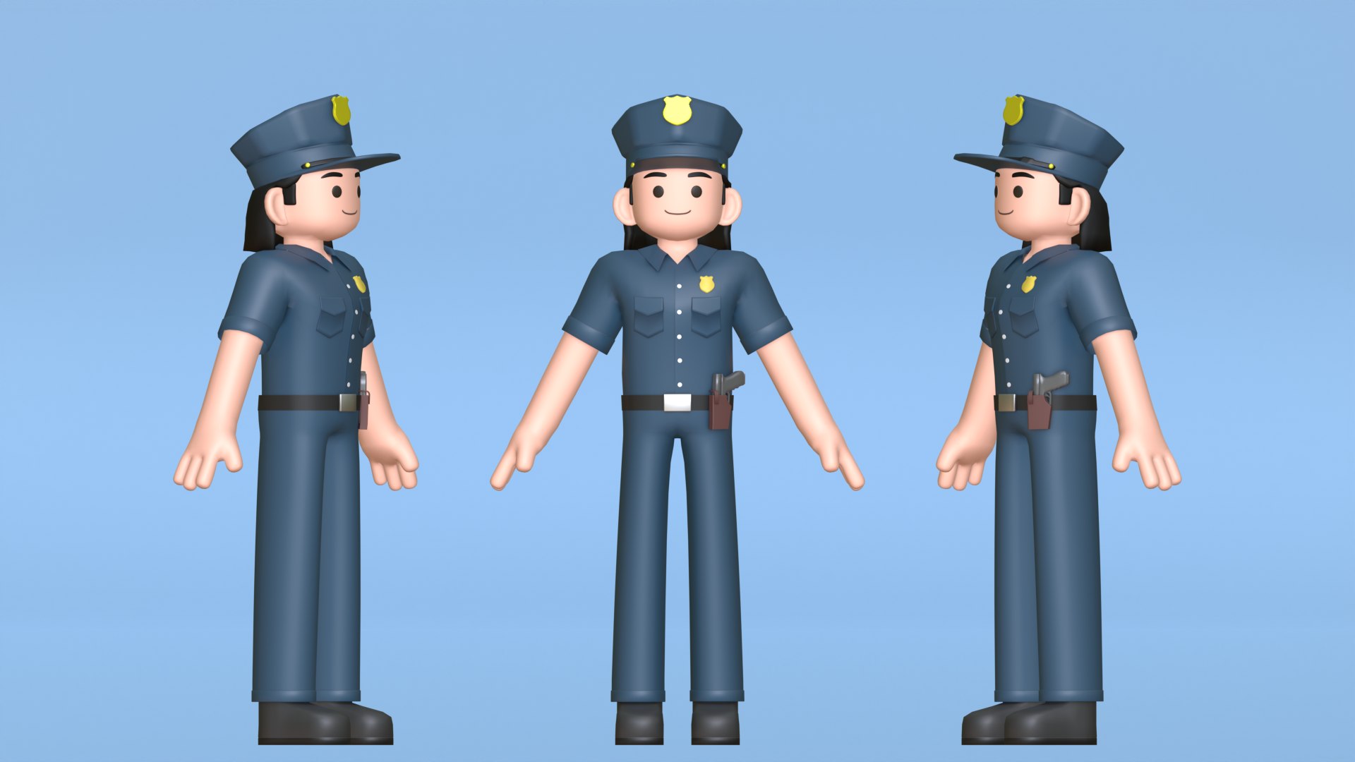 3D Minimal Female Police Cartoon Character - TurboSquid 2173848