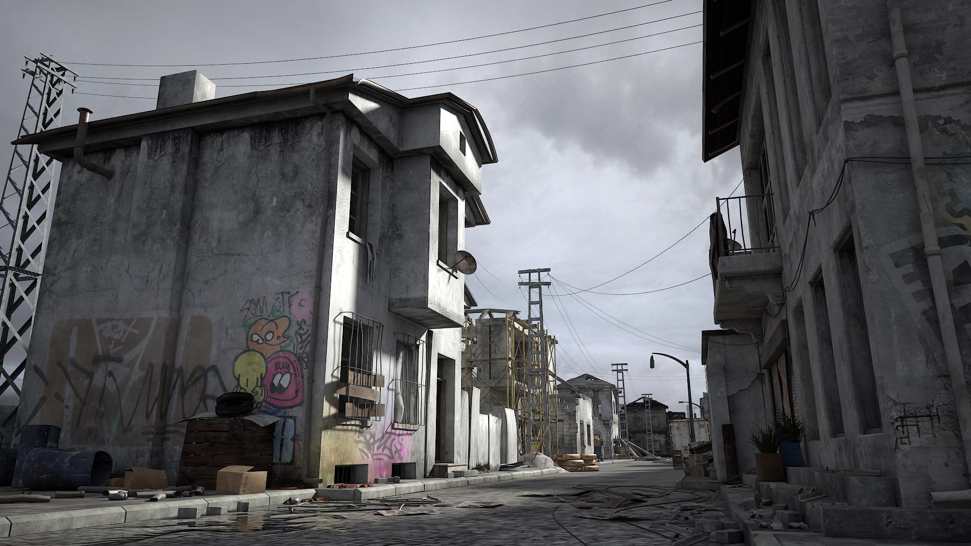 3D Abandoned Street Model - TurboSquid 2201063
