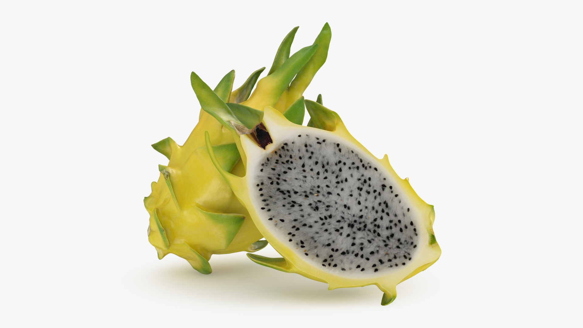 3D Yellow Dragon Fruit Whole Half - TurboSquid 2166275