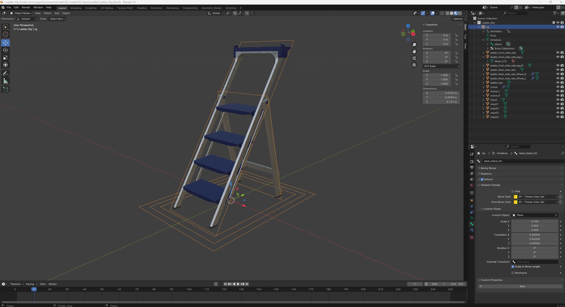 3D Ladder Rigged - MAYA And Blender Model - TurboSquid 2389523