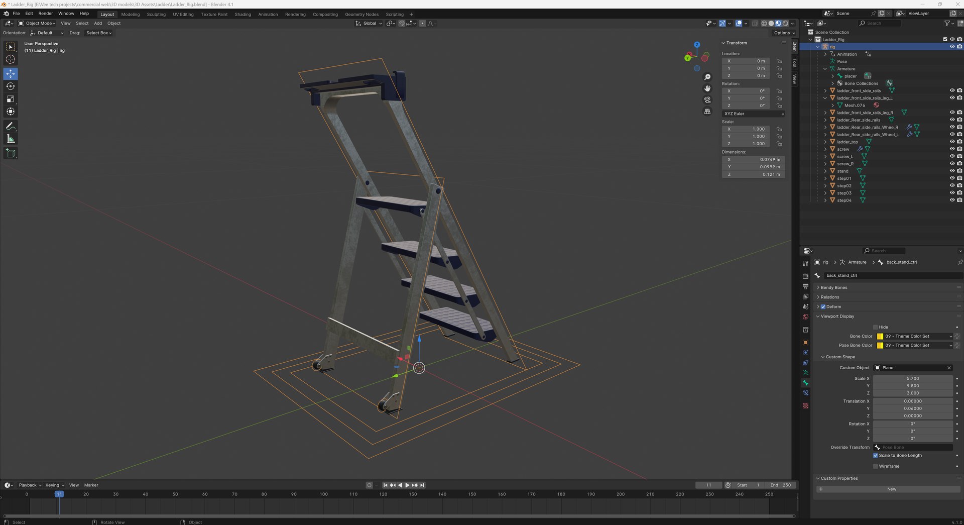 3D Ladder Rigged - MAYA And Blender Model - TurboSquid 2389523