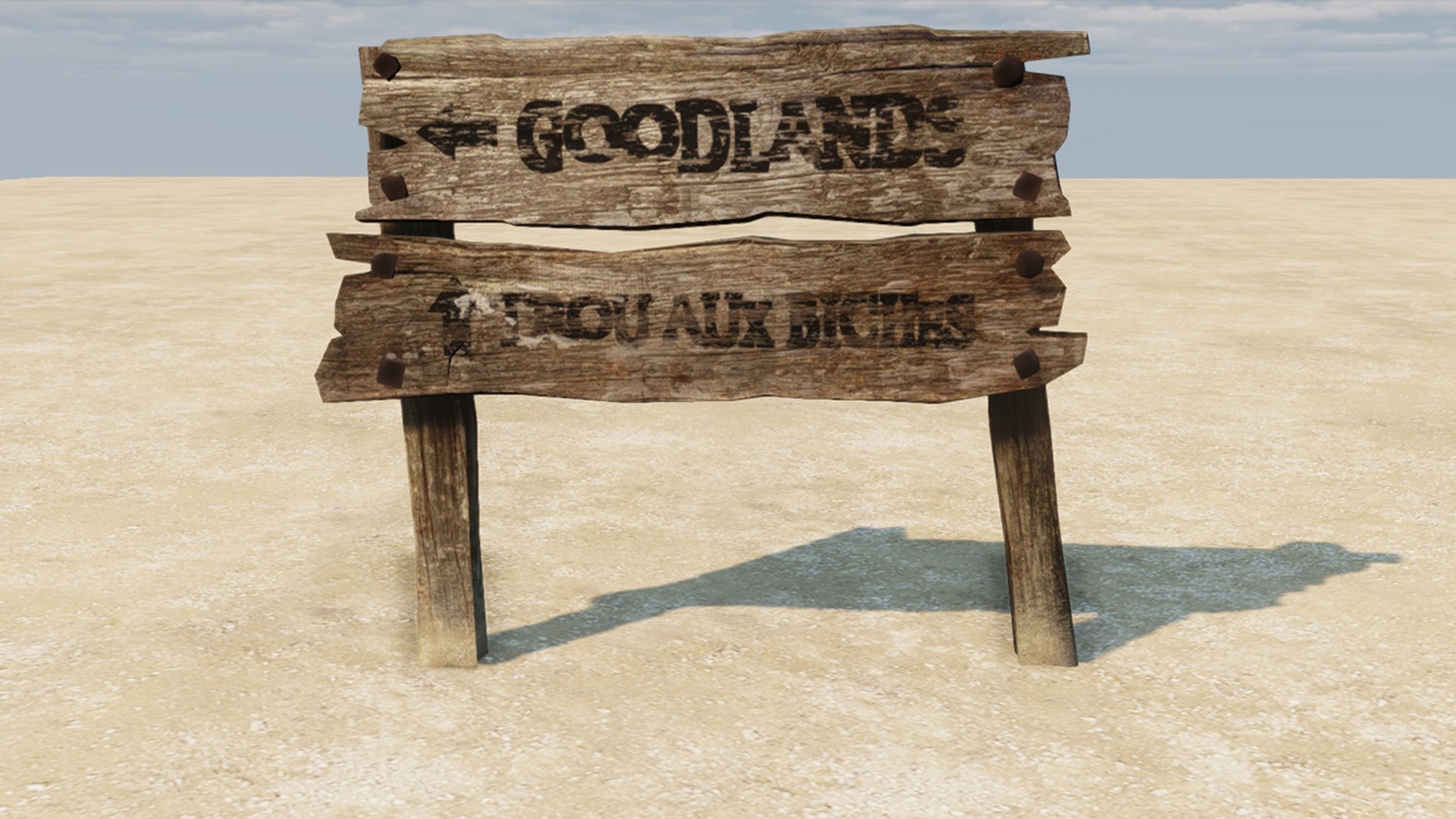 3d old wooden sign board model