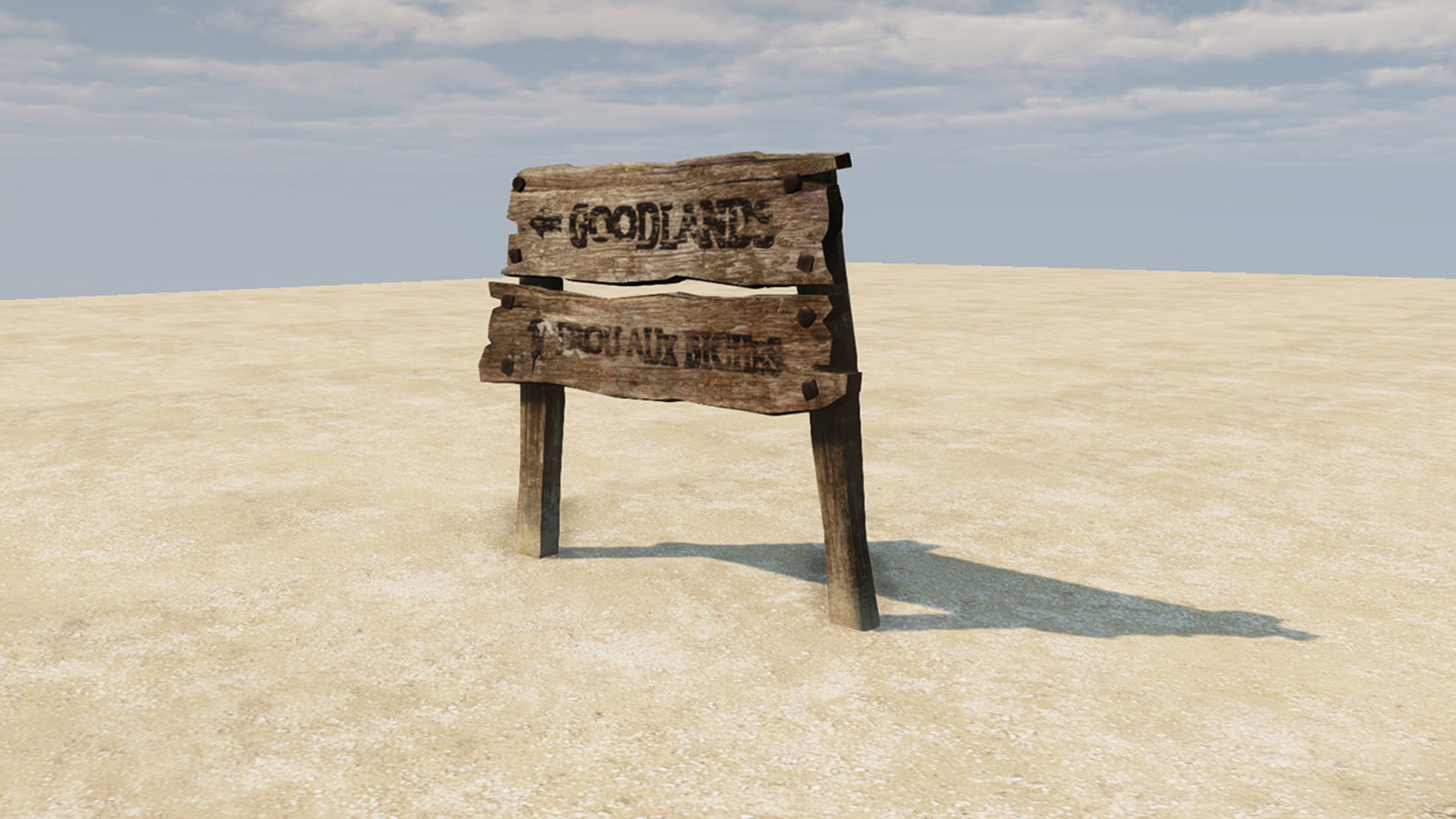 3d old wooden sign board model