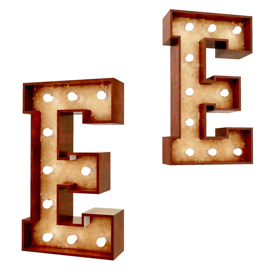 3D Marquee E wooden glow sign model - TurboSquid 1975836
