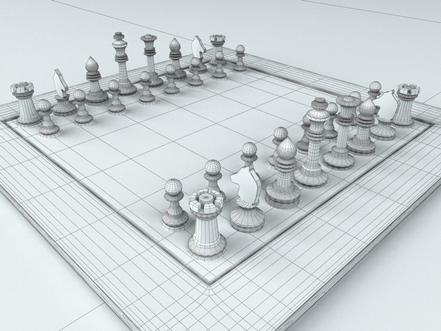 3d Chessboard Chess Pieces Model