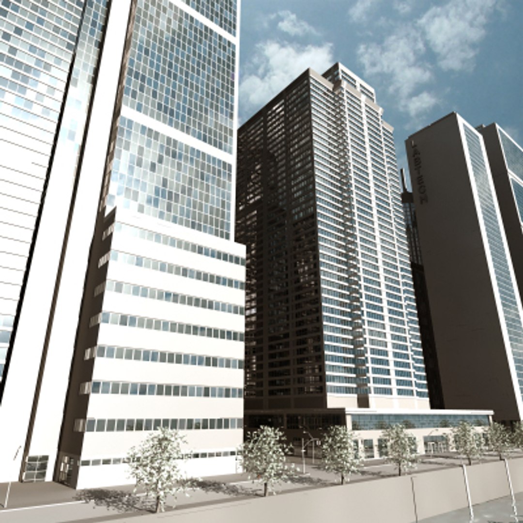 3d model waterfront cityscape