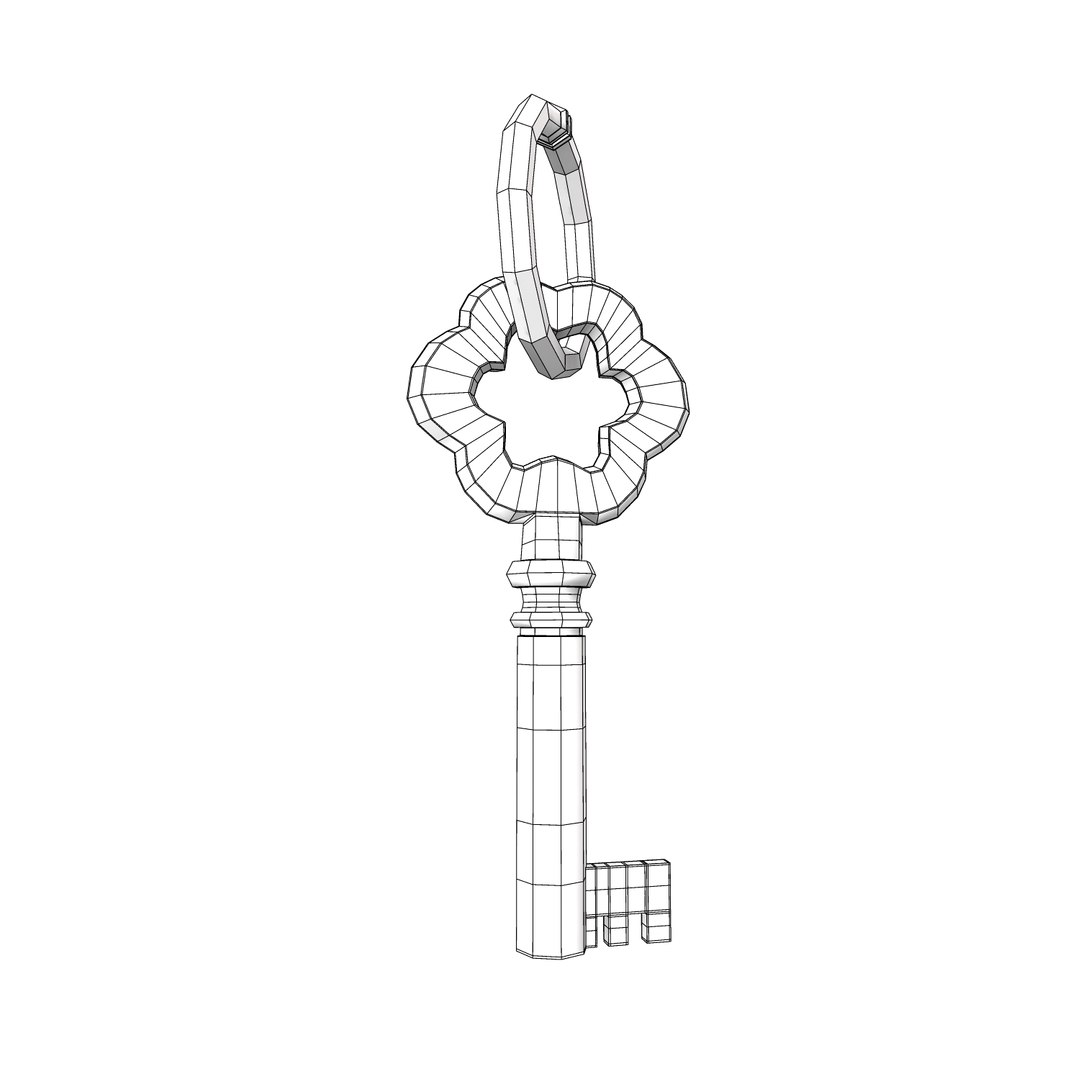 ancient old luxury key 3d model