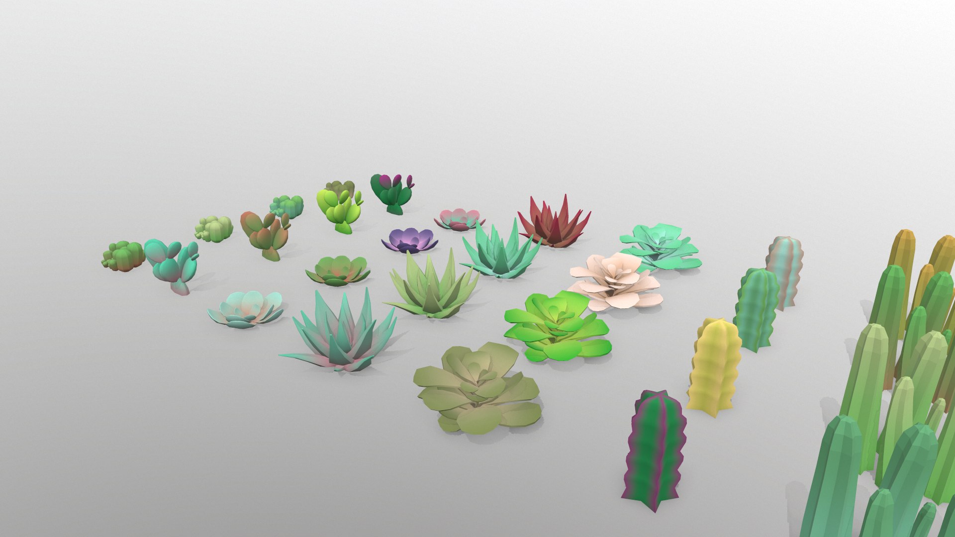 Low Poly Succulent Plant Set model - TurboSquid 2104952