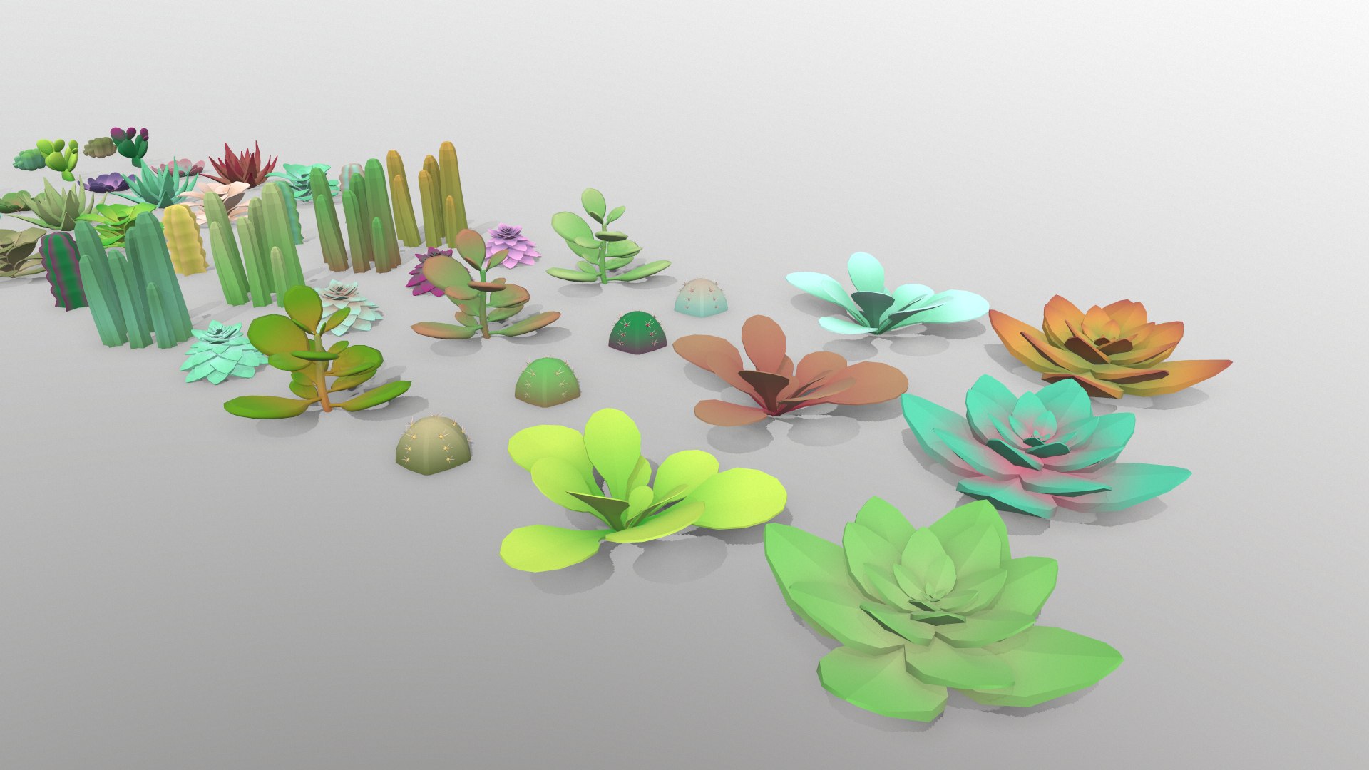 Low Poly Succulent Plant Set model - TurboSquid 2104952