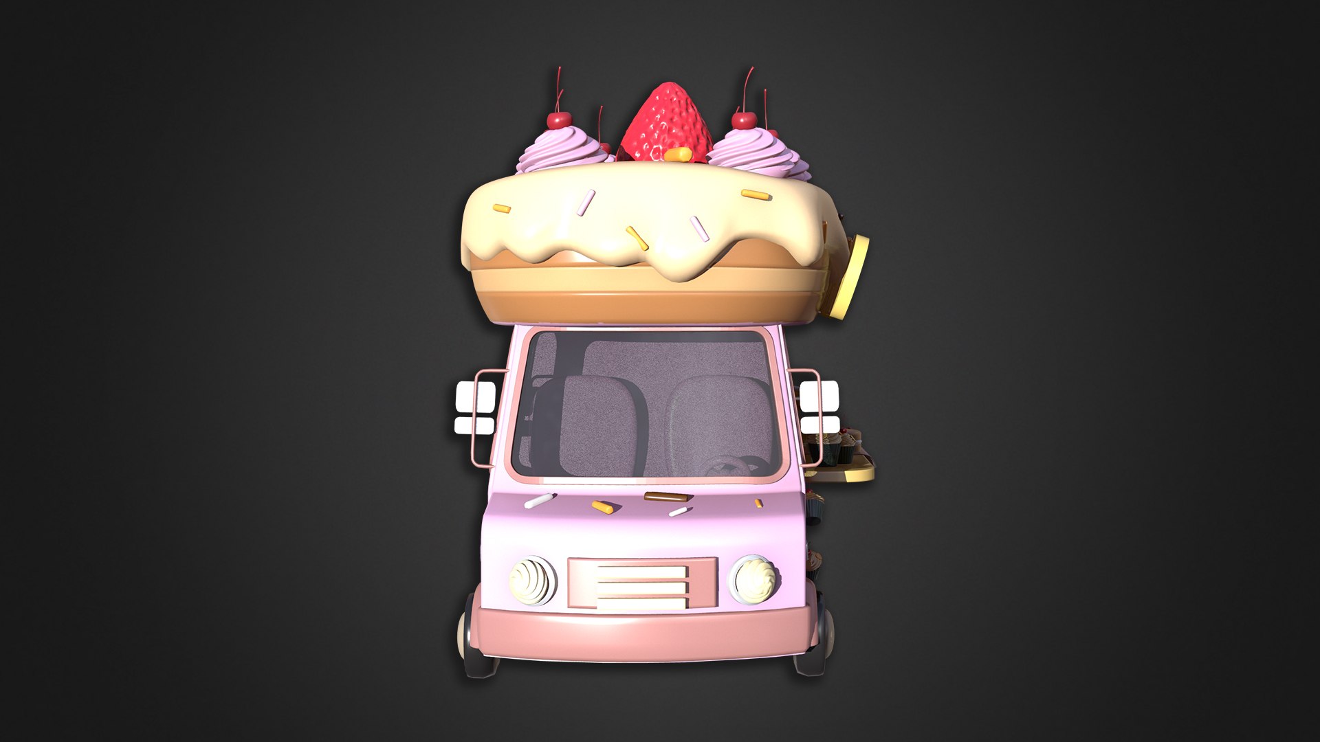 3D Asset - Cartoons - Food Sweet Cake Car - TurboSquid 2158136