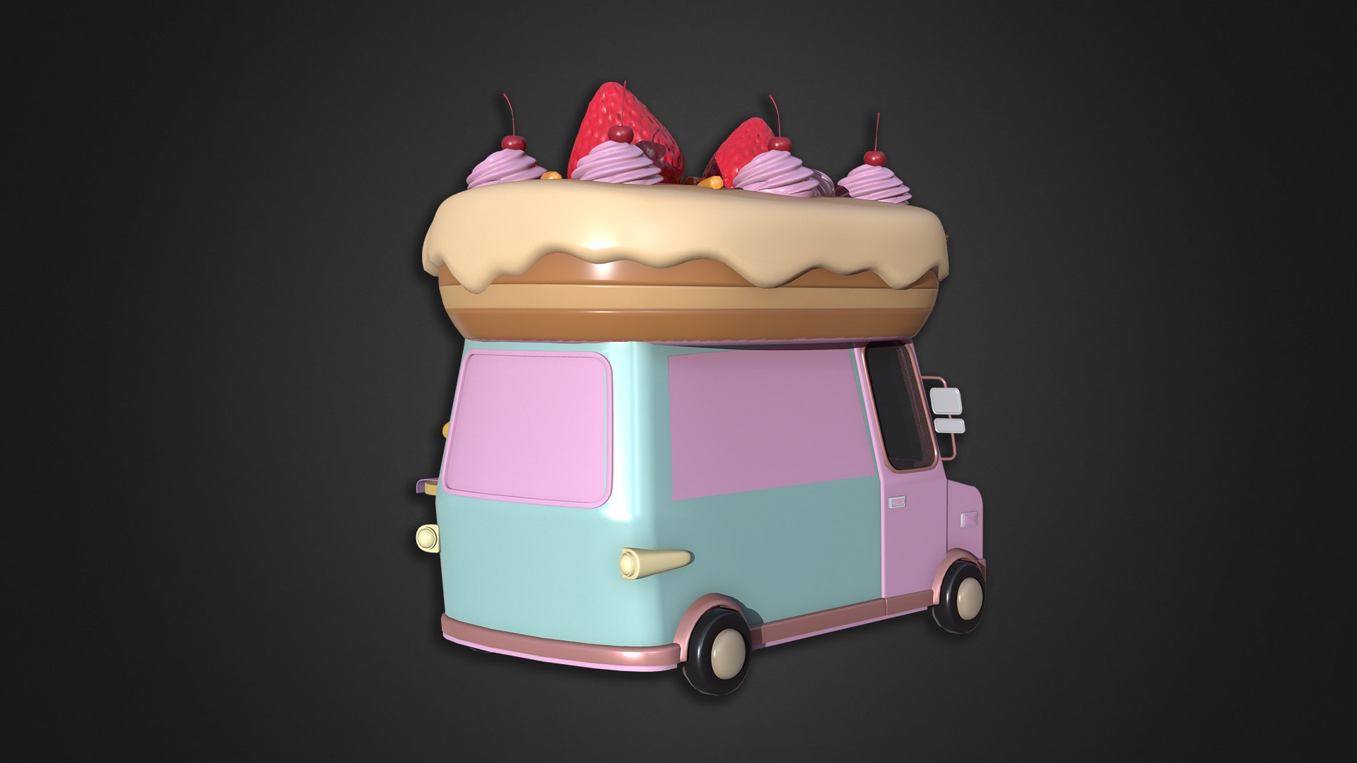 3D Asset - Cartoons - Food Sweet Cake Car - TurboSquid 2158136