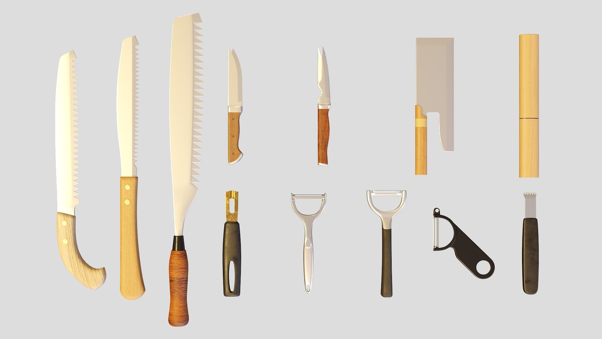 3D Bartender Tools Set 200 Knives Saws Peelers - TurboSquid 2244509