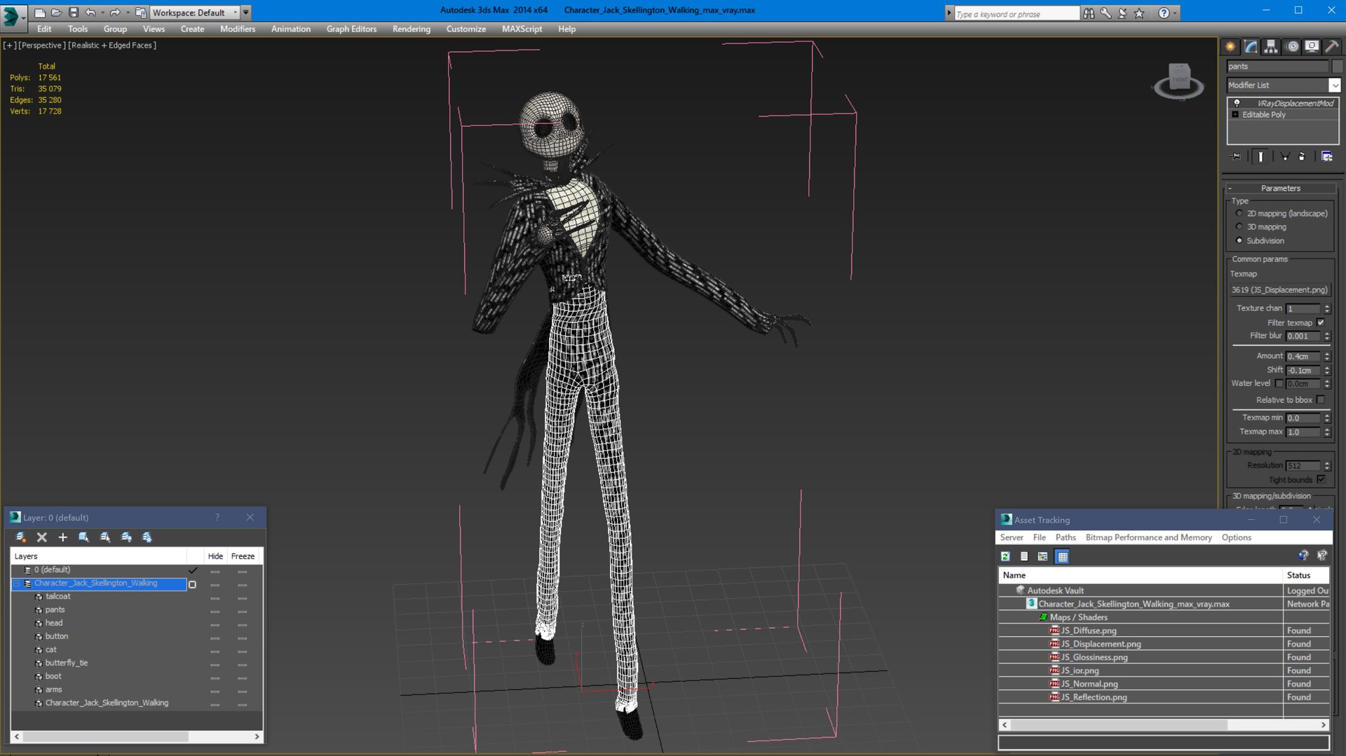 Character Jack Skellington Walking 3D Model - TurboSquid 2006686