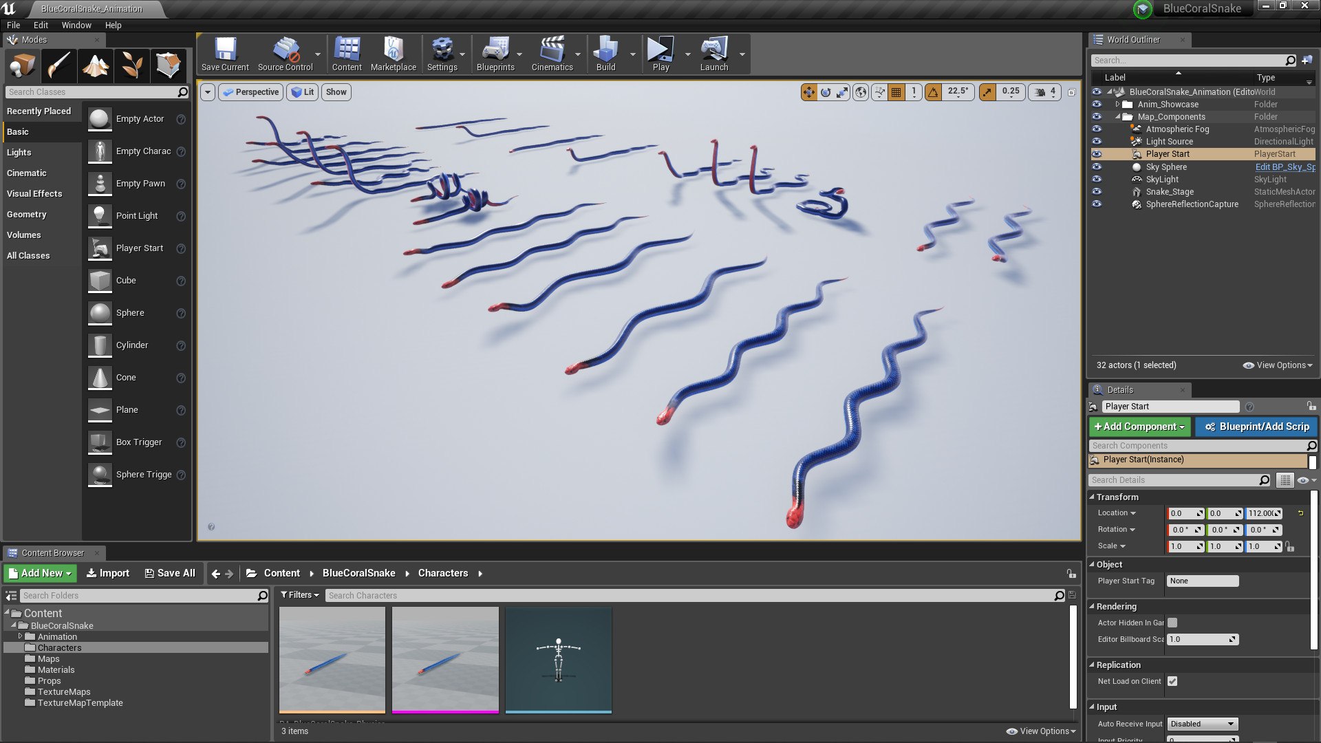Animated Blue Coral Snake 3D Model - TurboSquid 1950260