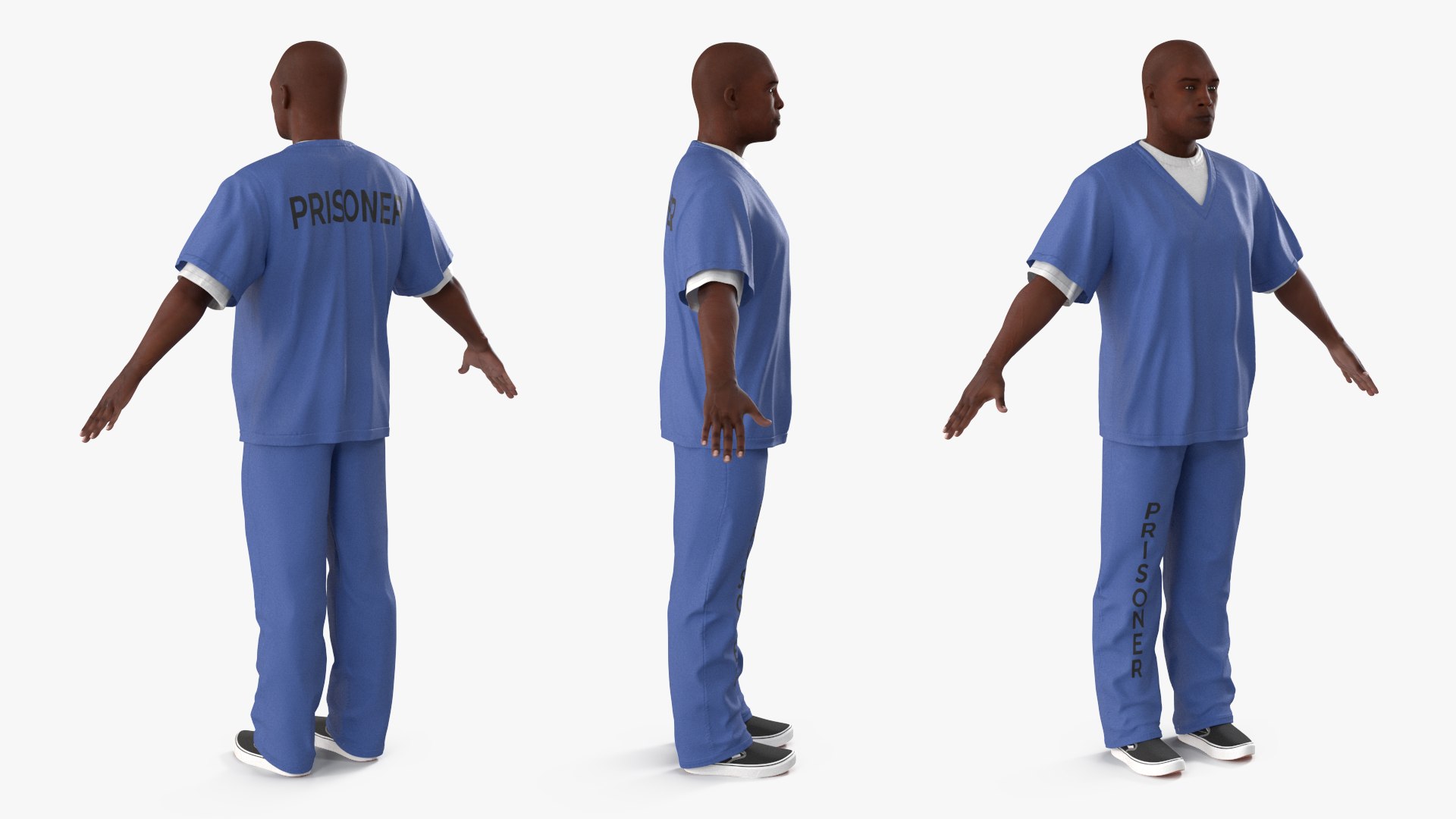 Black Prisoner In Blue Uniform A-Pose 3D Model - TurboSquid 2363104