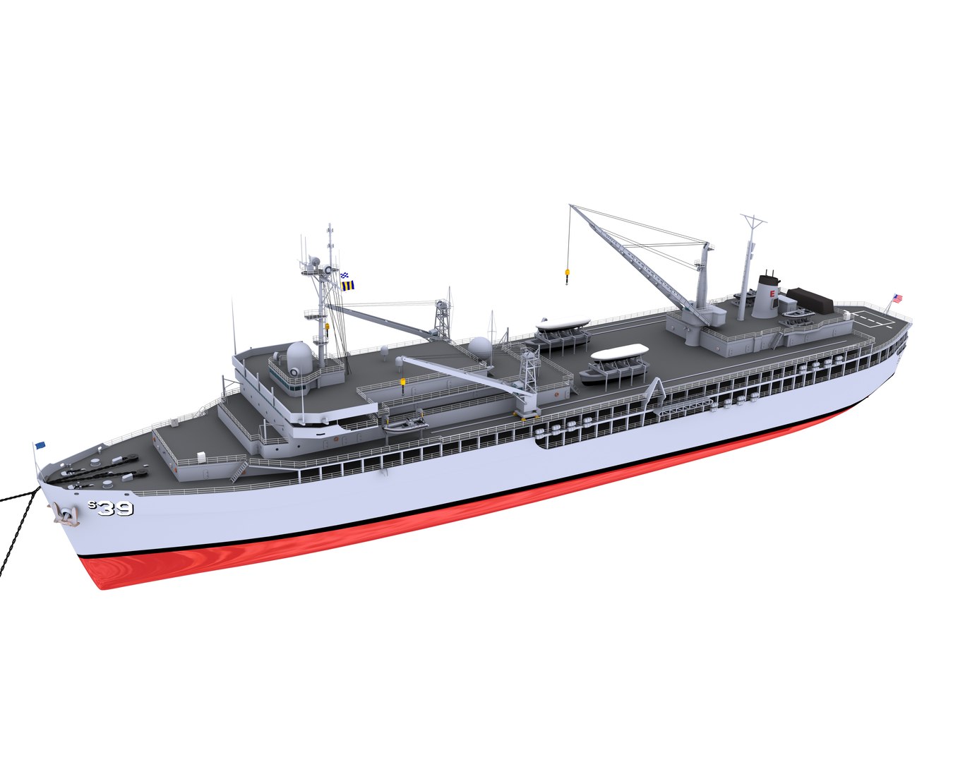 Navy Submarine Tender Vessels 3d Model