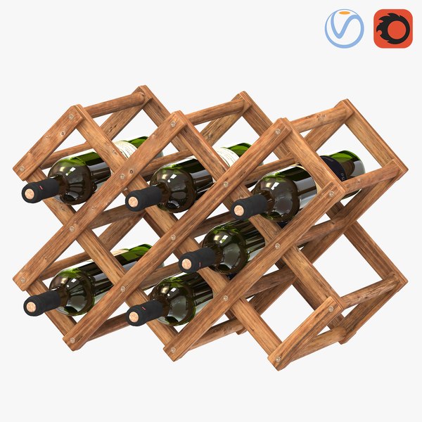 Ethnic Foldable Wooden Rack with Wine Bottles 3D model - TurboSquid 2045724