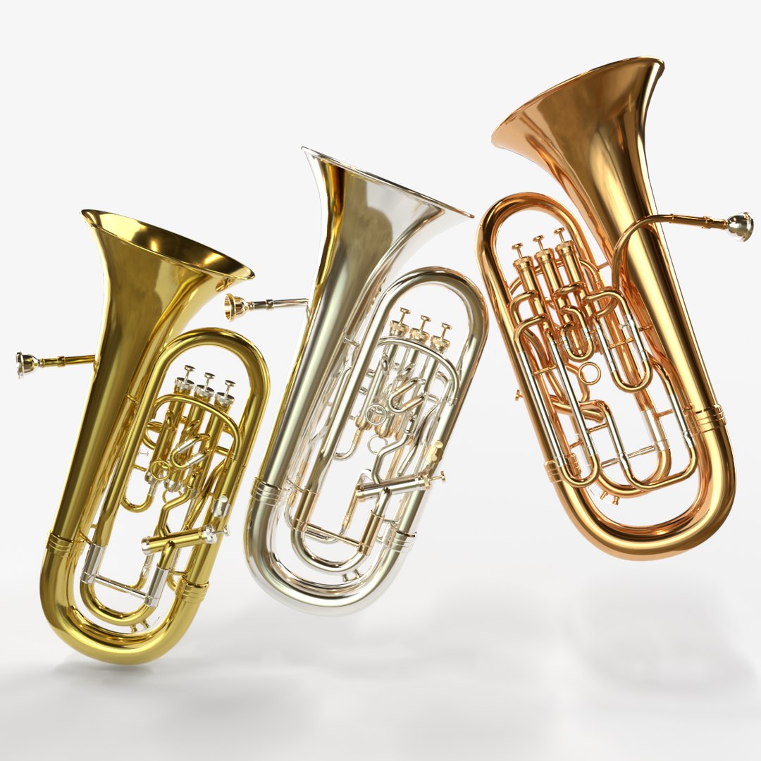 Euphonium Three Materials Brass Copper And Silver 3D - TurboSquid 2246537