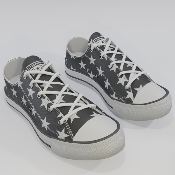 modelo 3d Converse All Stars bajas estrellas negras - TurboSquid 2164845