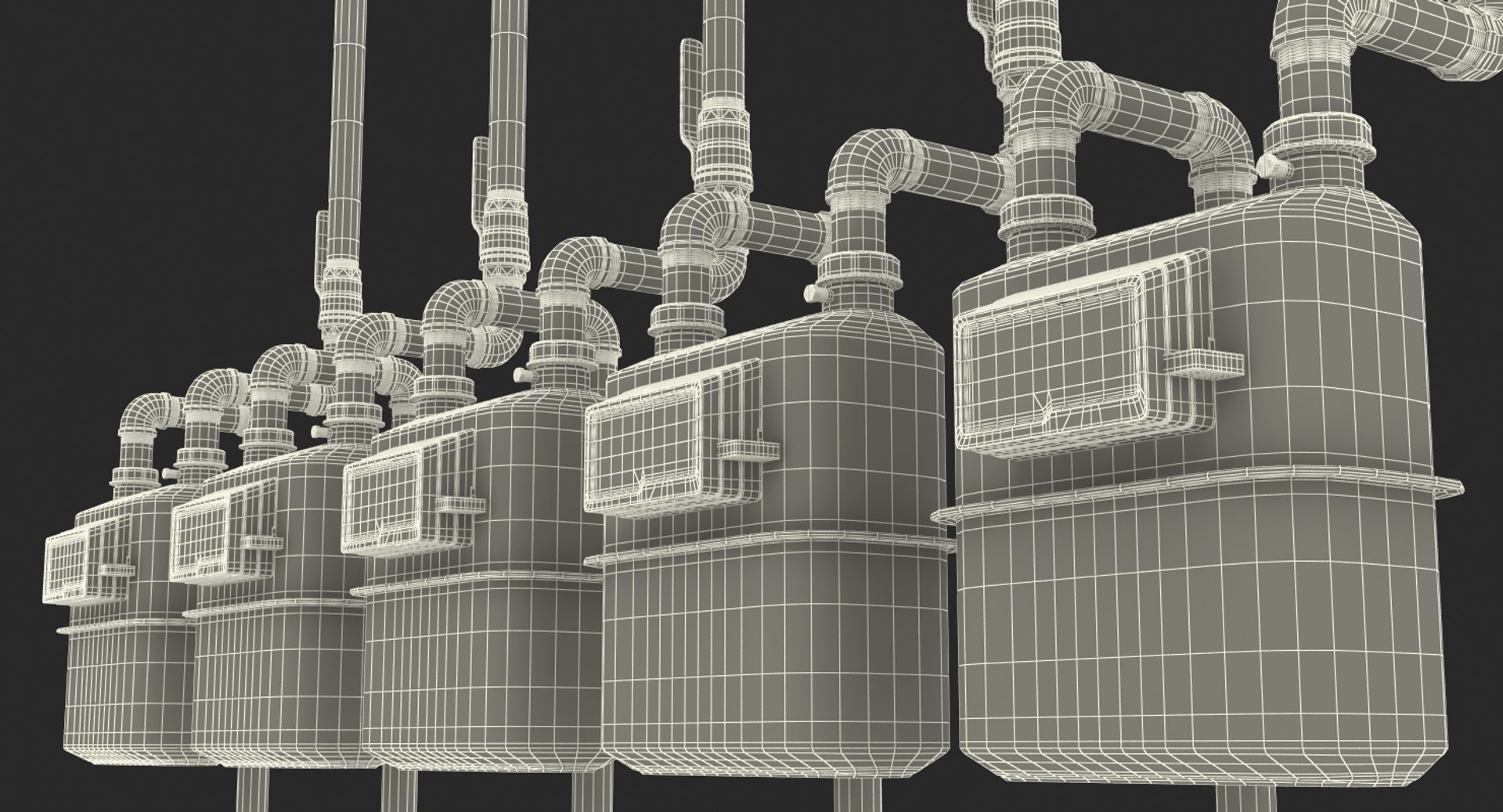 3D Row Residential Natural Gas - TurboSquid 1278019