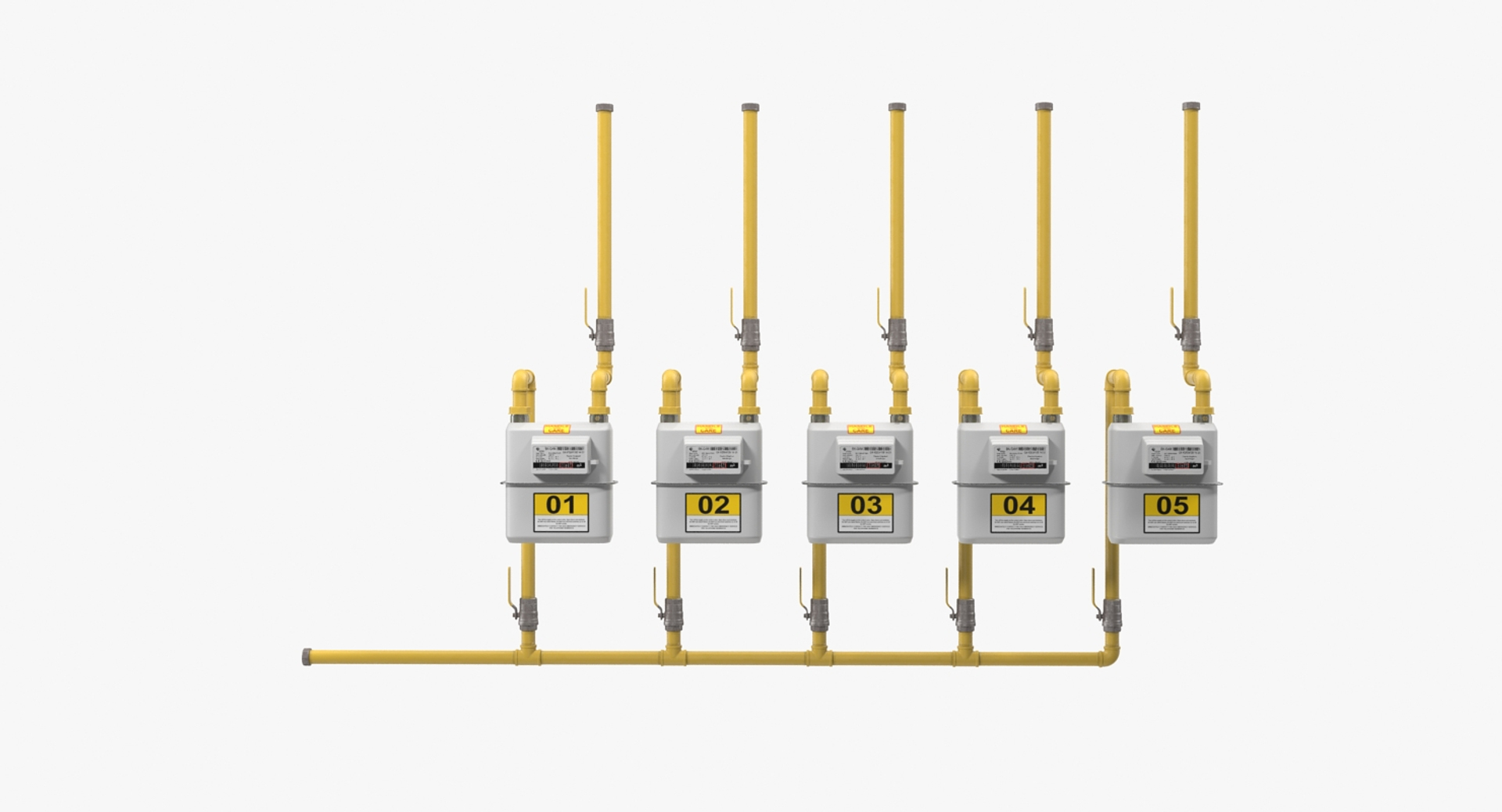 3D Row Residential Natural Gas - TurboSquid 1278019
