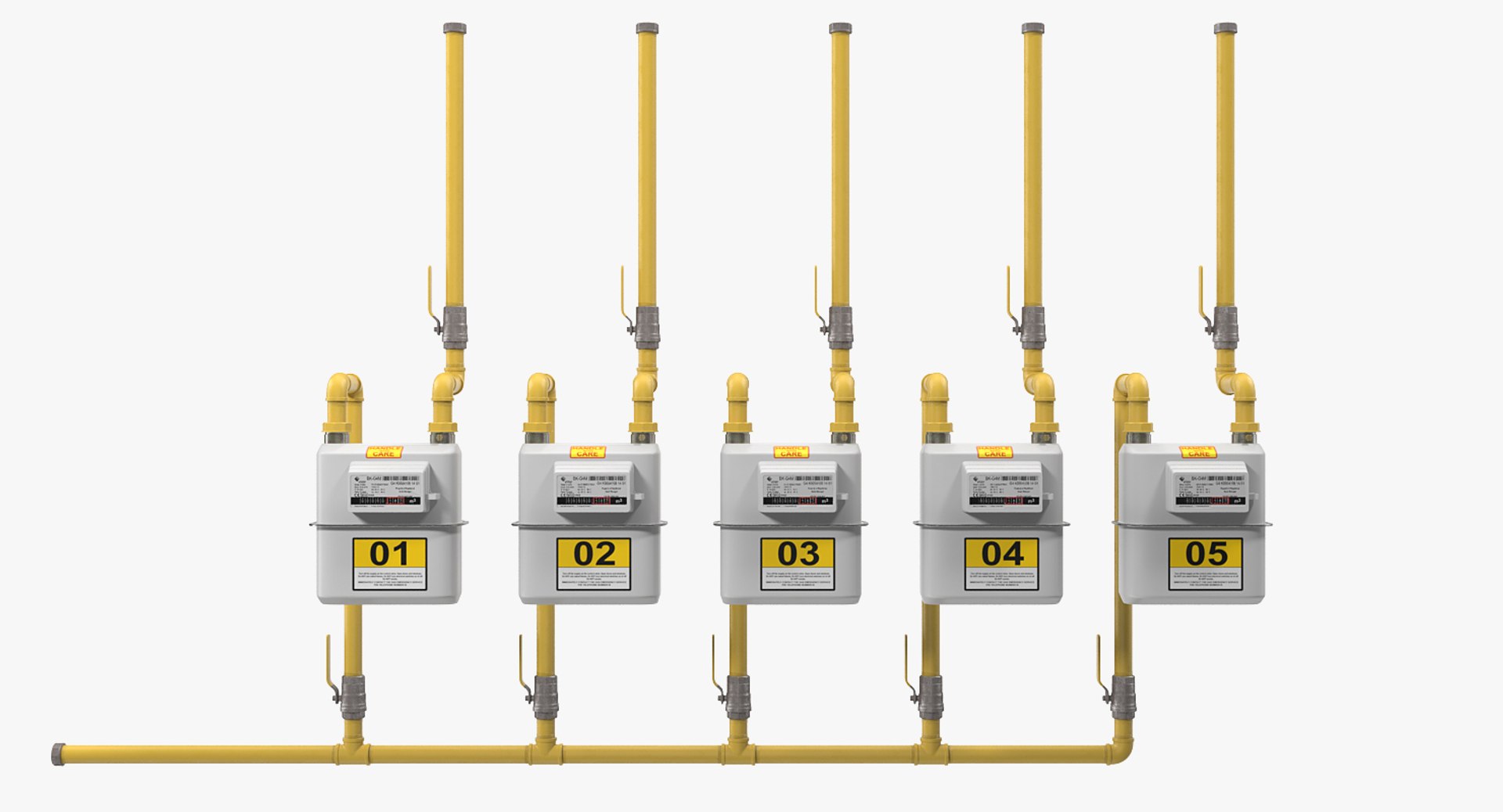 3D Row Residential Natural Gas - TurboSquid 1278019