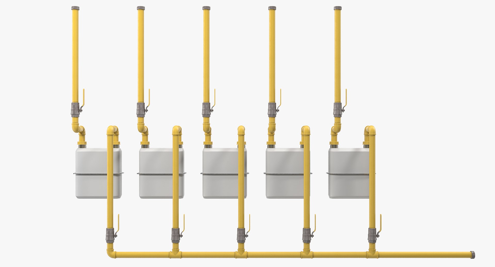 3D Row Residential Natural Gas - TurboSquid 1278019