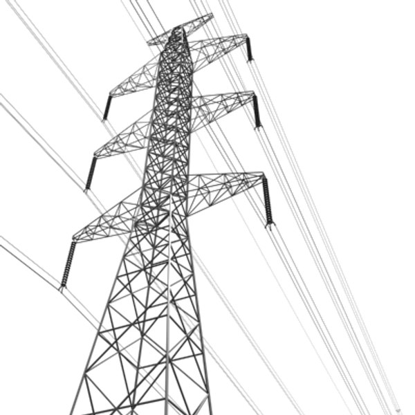 tension power lines 3d model