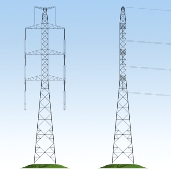 tension power lines 3d model